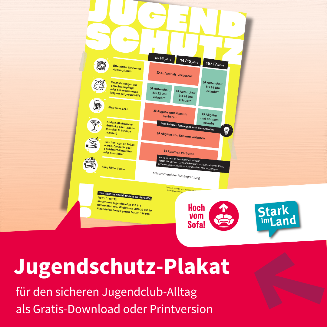 Jugendschutz-Plakat für den sicheren Jugendclub-Alltag – Stark Im Land